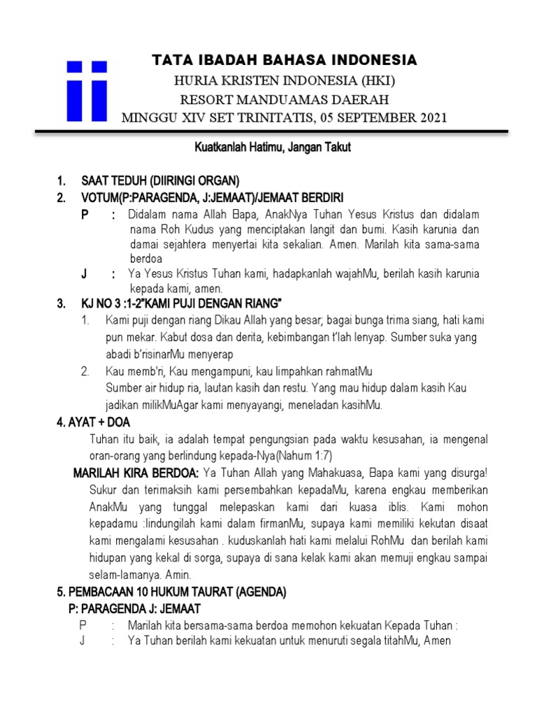 Tata Ibadah Bahasa Indonesia | PDF