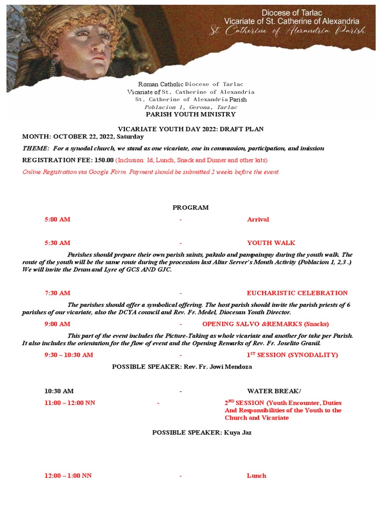 Vicariate Youth Day 2022 Draft Plan: For a Synodal Church, We Stand as ...