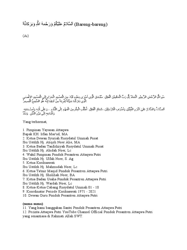 Teks MC Peringatan Isra' Mikraj 1443 H | PDF