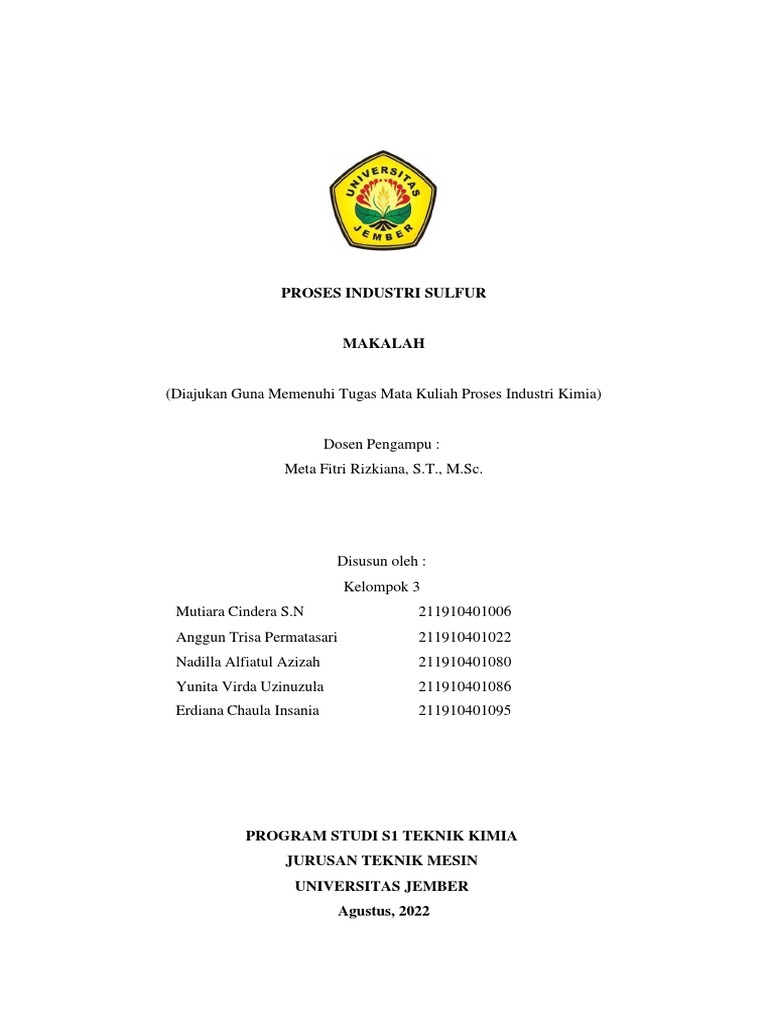 Proses Industri Sulfur | PDF