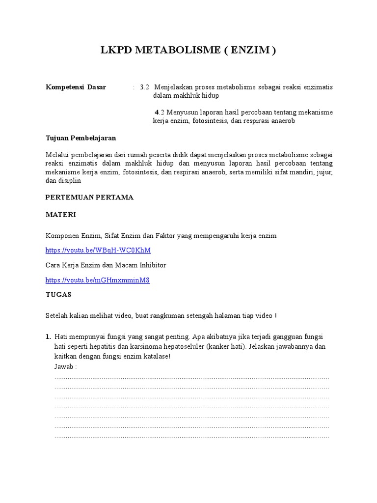 LKPD Enzim | PDF