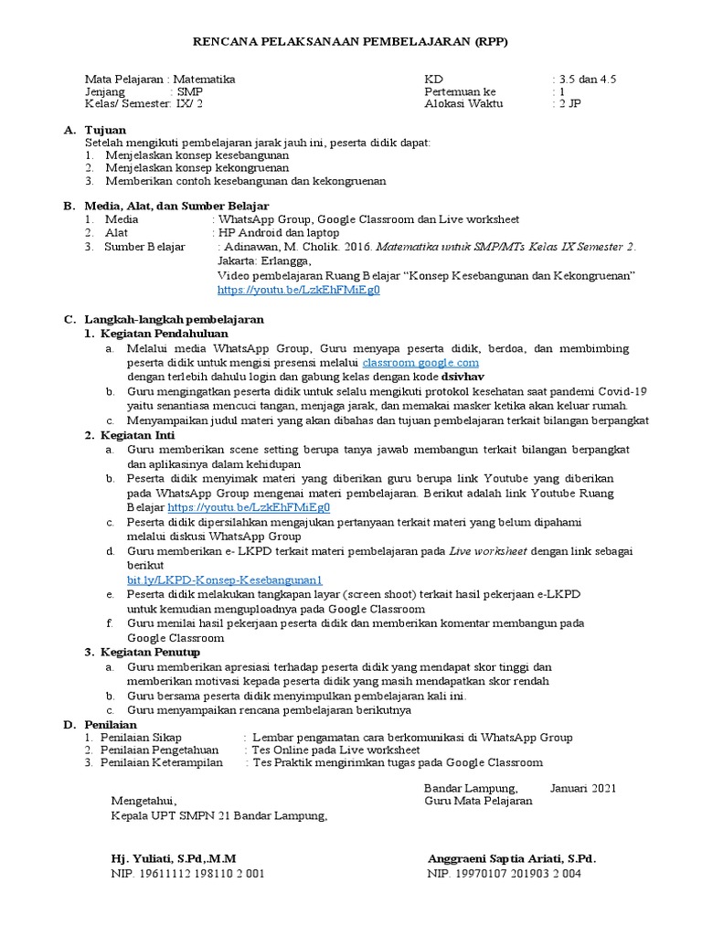 RPP Dan LKPD Bab 5 Bangun Ruang Sisi Lengkung | PDF