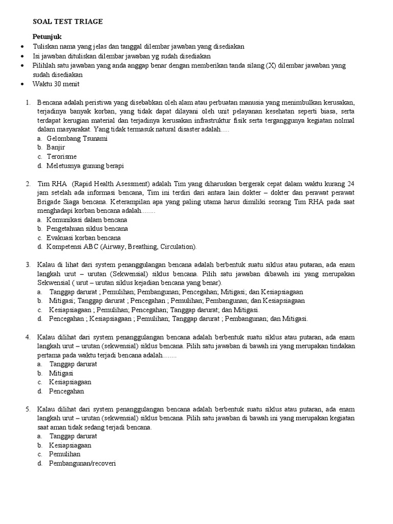 Soal Test Triage | PDF