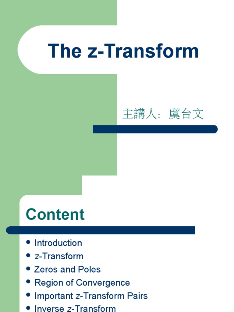 Z Transform Pdf Calculus Mathematical Analysis