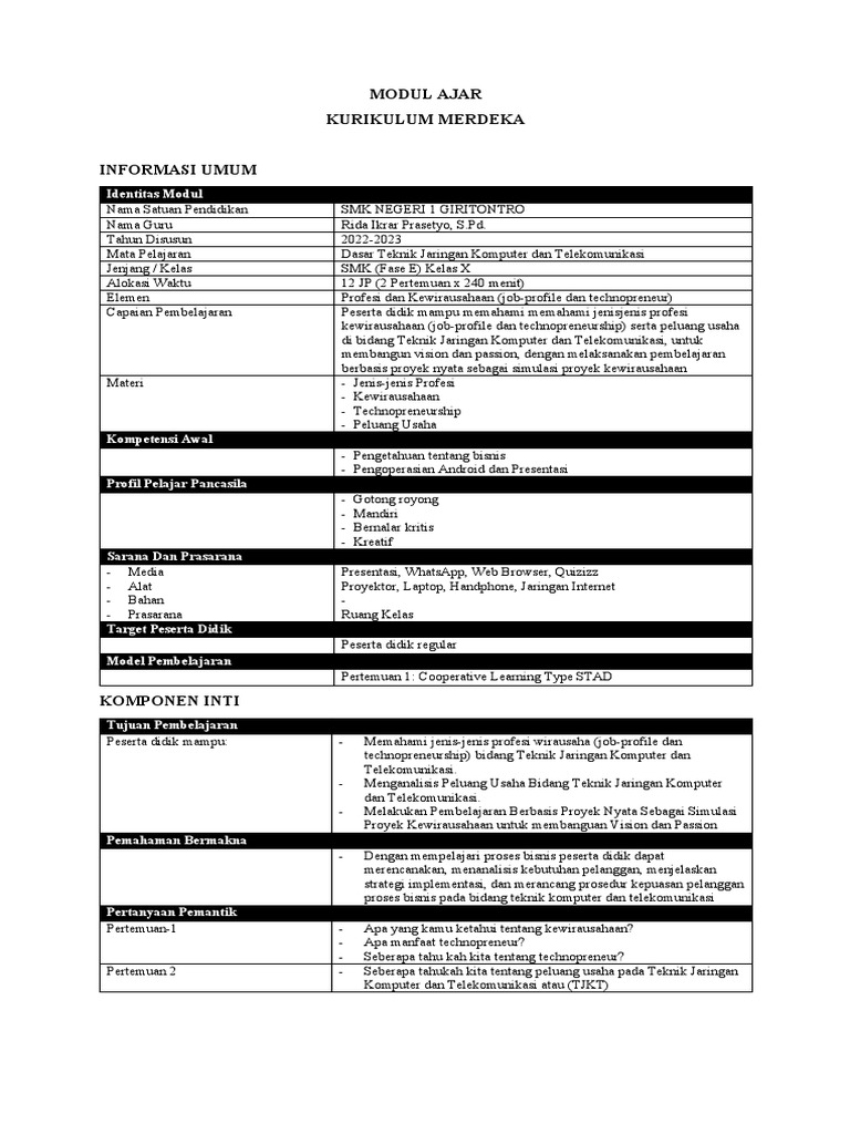 Profil Profesi di Bidang TJKT | PDF