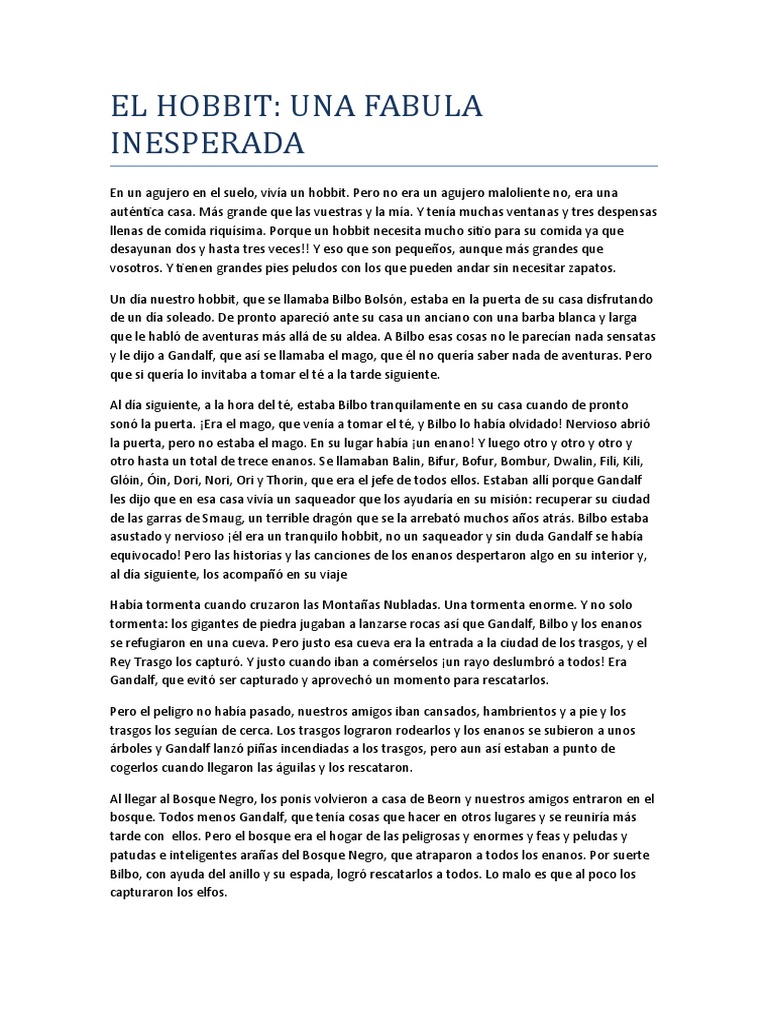 El Hobbit | PDF | Bilbo Baggins | Razas de la Tierra Media