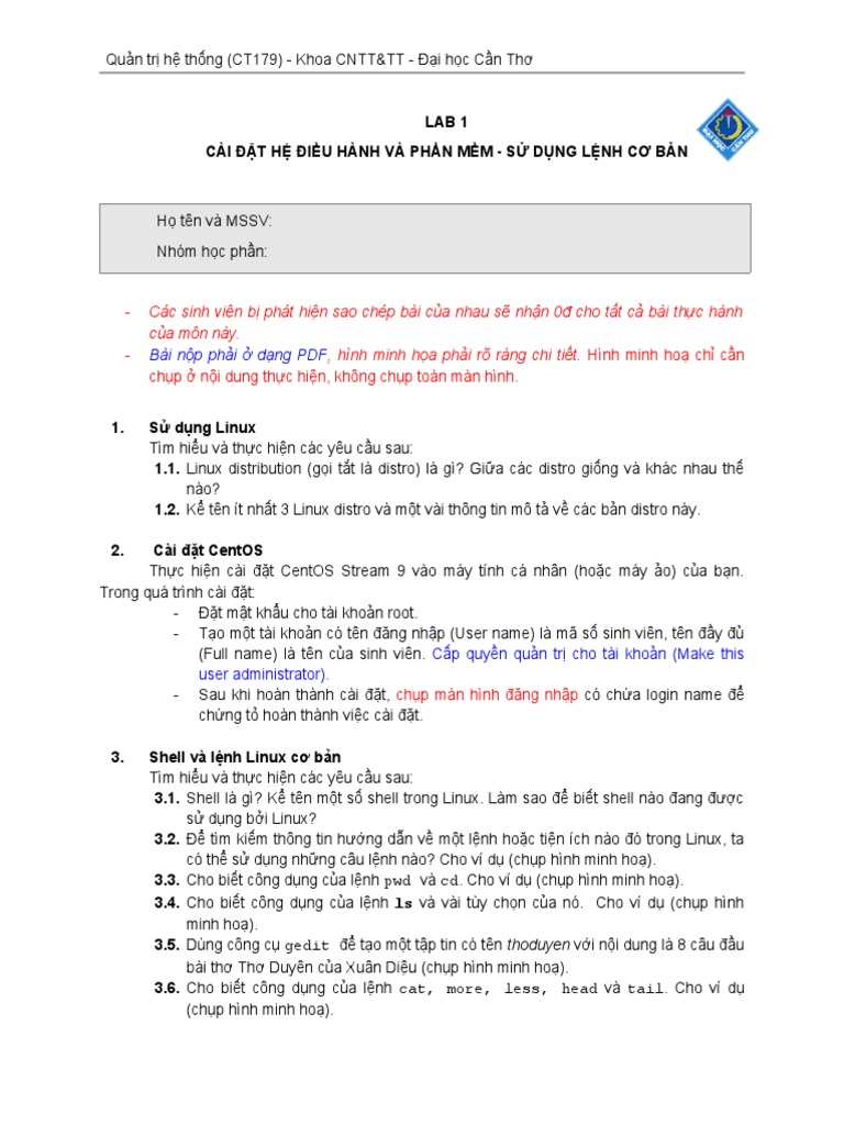 QTHT Lab1 01 2022 2023 | PDF