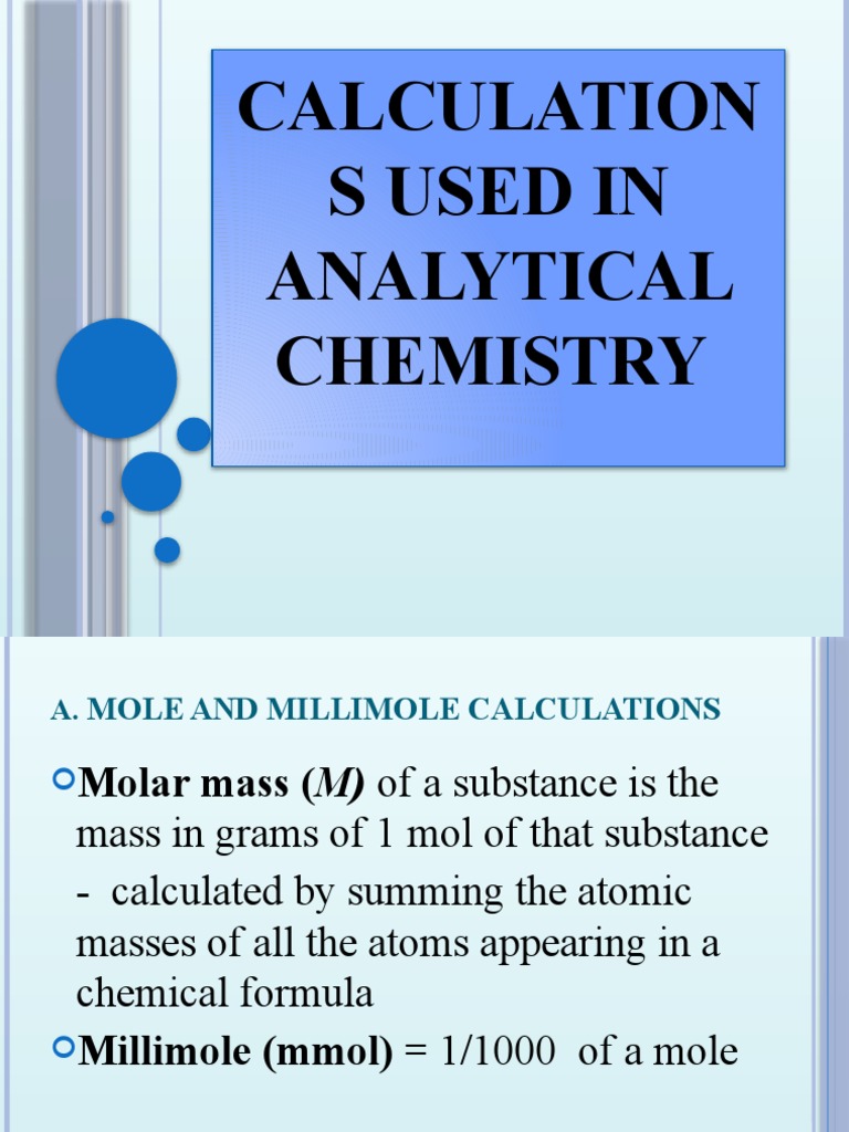 Calculations Used in Analytical Chemistry | PDF | Mole (Unit) | Molar Concentration
