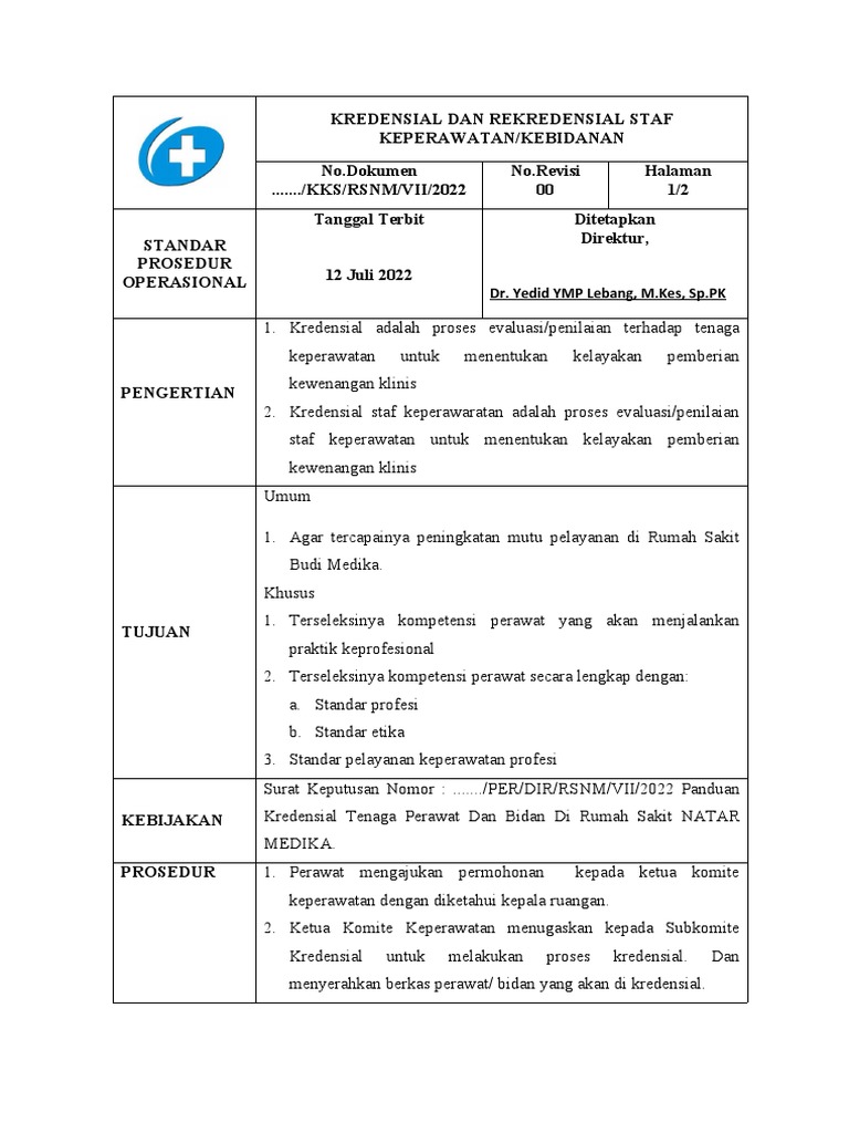 Sop Kredensial, Re Kredensial Perawat, Bidan | PDF