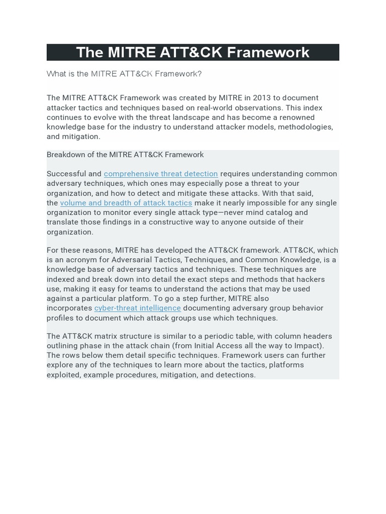 Mitre Att&ck | PDF | Computer Security | Security