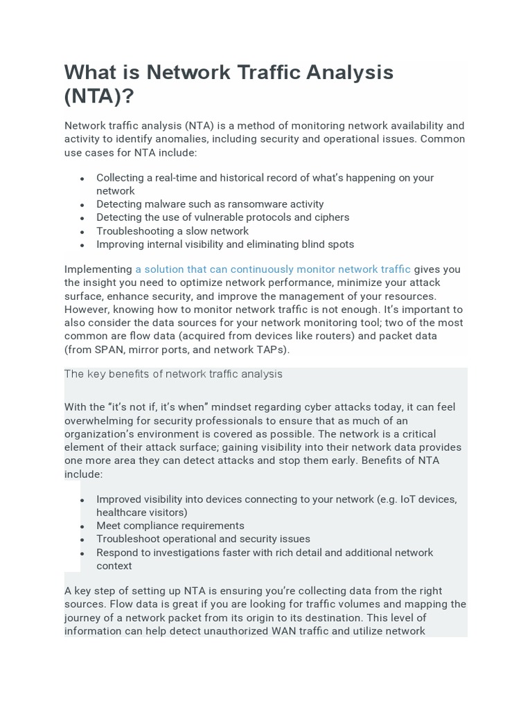 Network Traffic Analysis | PDF | Security | Computer Security
