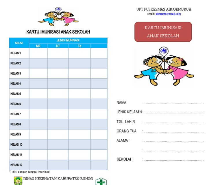 Kartu Imunisasi Anak Sekolah | PDF