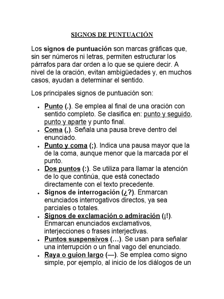 Signos de Puntuación | PDF
