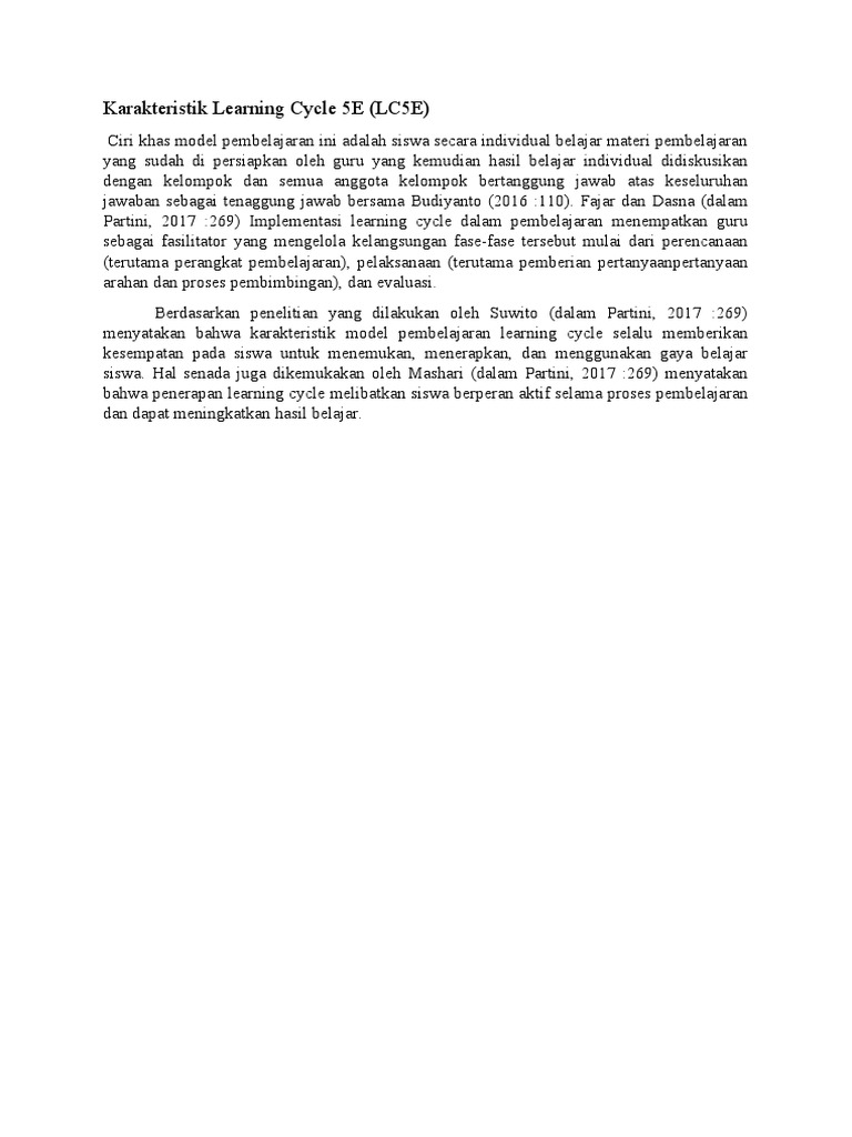 Karakteristik Model Learning Cycle 5E | PDF