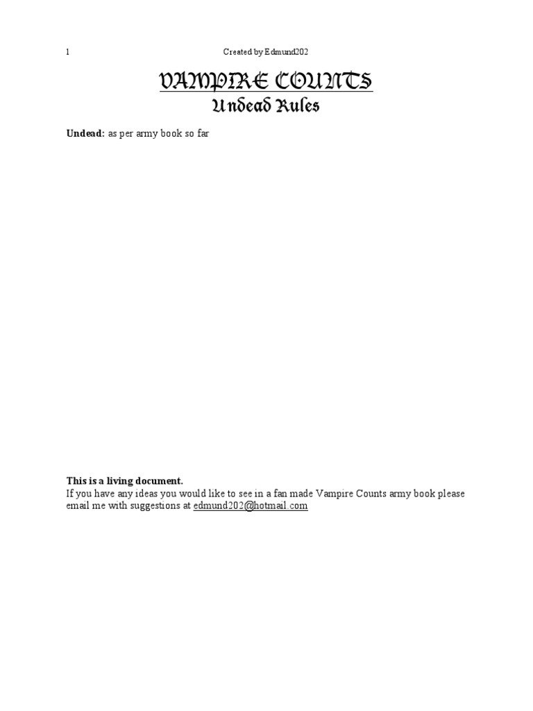 New Vampire Counts 8th Edition Army Book | PDF | Leisure