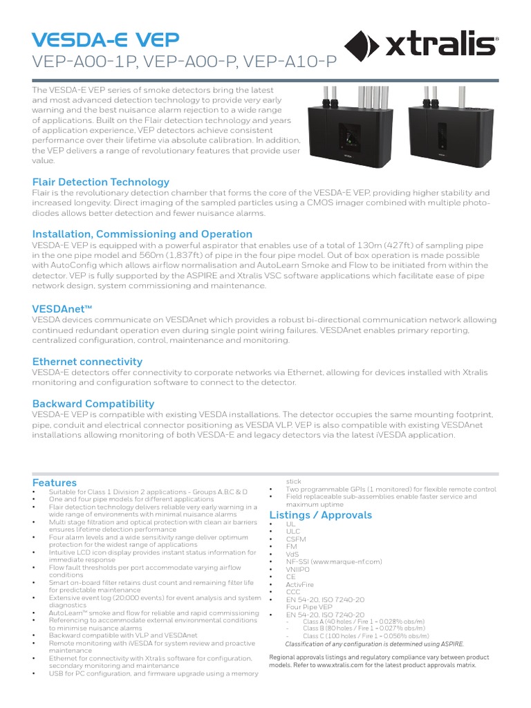 11 VESDA-E VEP TDS A4 IE Lores | PDF | Computer Network | Sensor