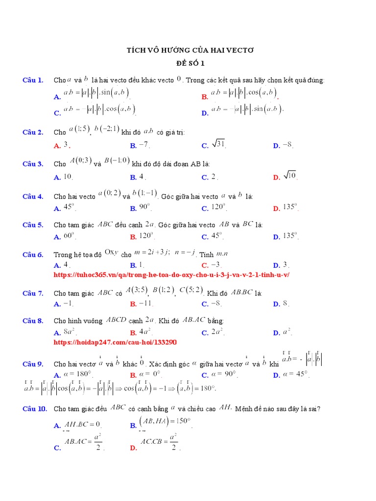 Tích Vô Hư NG C A Hai Vectơ | PDF