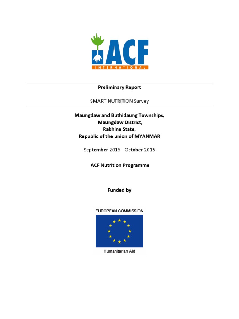 Preliminary Report SMART Survey Rakhine ACF Myanmar | PDF ...