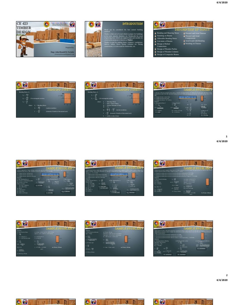 Ce 423 TIMBER DESIGN IM | PDF | Bending | Beam (Structure)