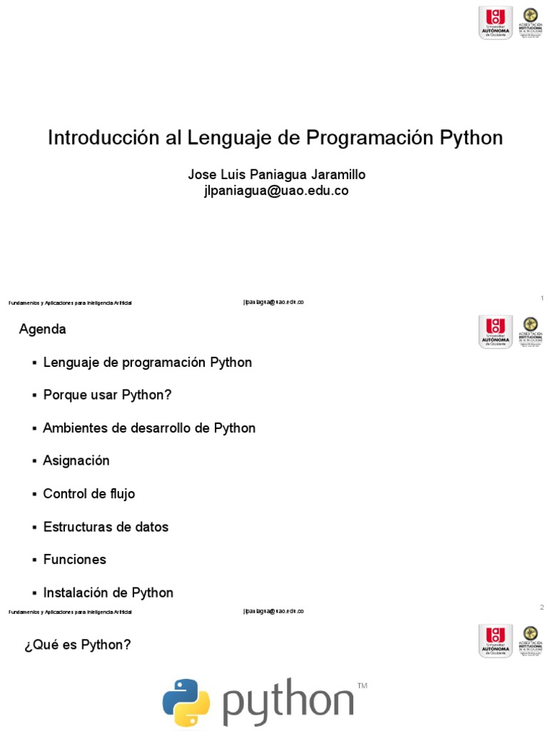 Introduction Python | PDF | Flujo de control | Python (lenguaje de ... Introduction Python | PDF | Flujo de control | Python (lenguaje de ...