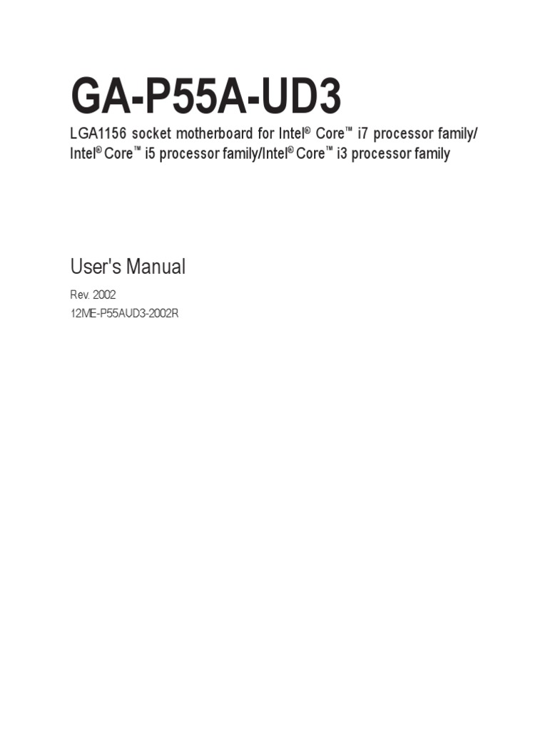 GA-P55A-UD3: User's Manual | PDF | Bios | Booting
