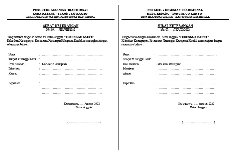 Template Surat Pengantar RT RW | PDF