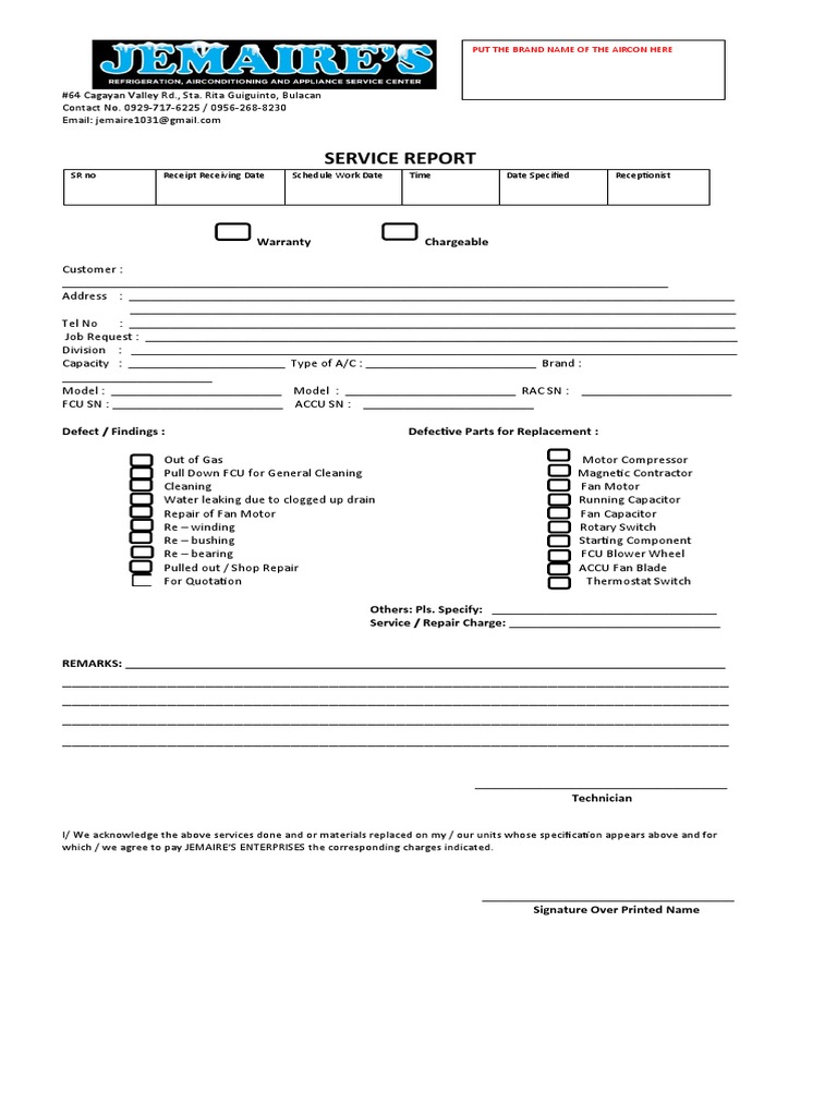 Service Report New | PDF | Electrical Components | Equipment