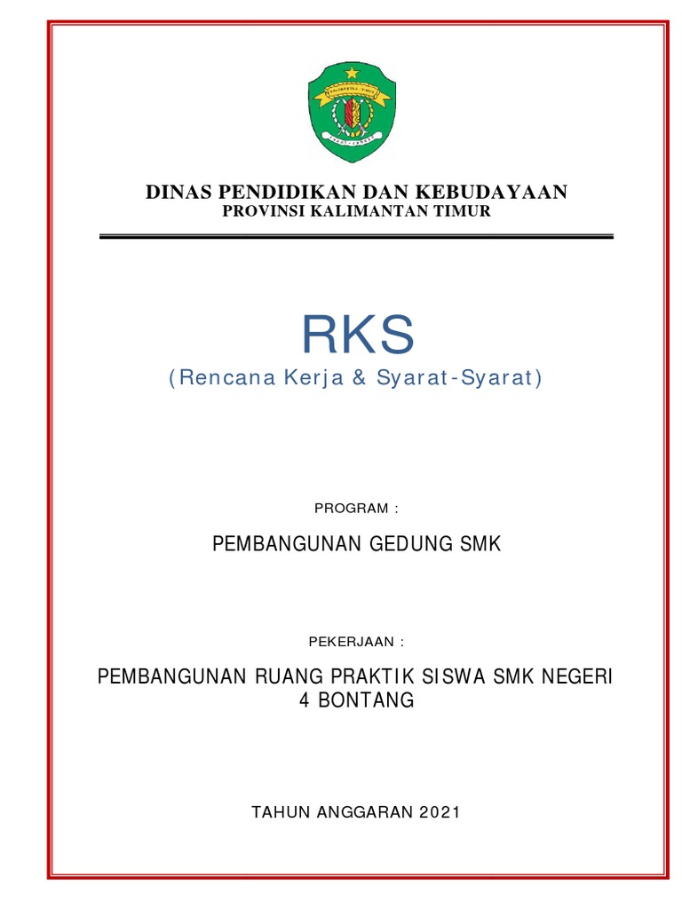 RKS Pembangunan Ruang Praktik Siswa SMK Negeri 4 Bontang | PDF