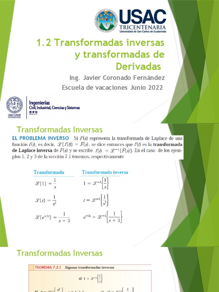 1.2 Transformadas Inversas y Transformadas de Derivadas | PDF | Ecuaciones | Ecuaciones ...