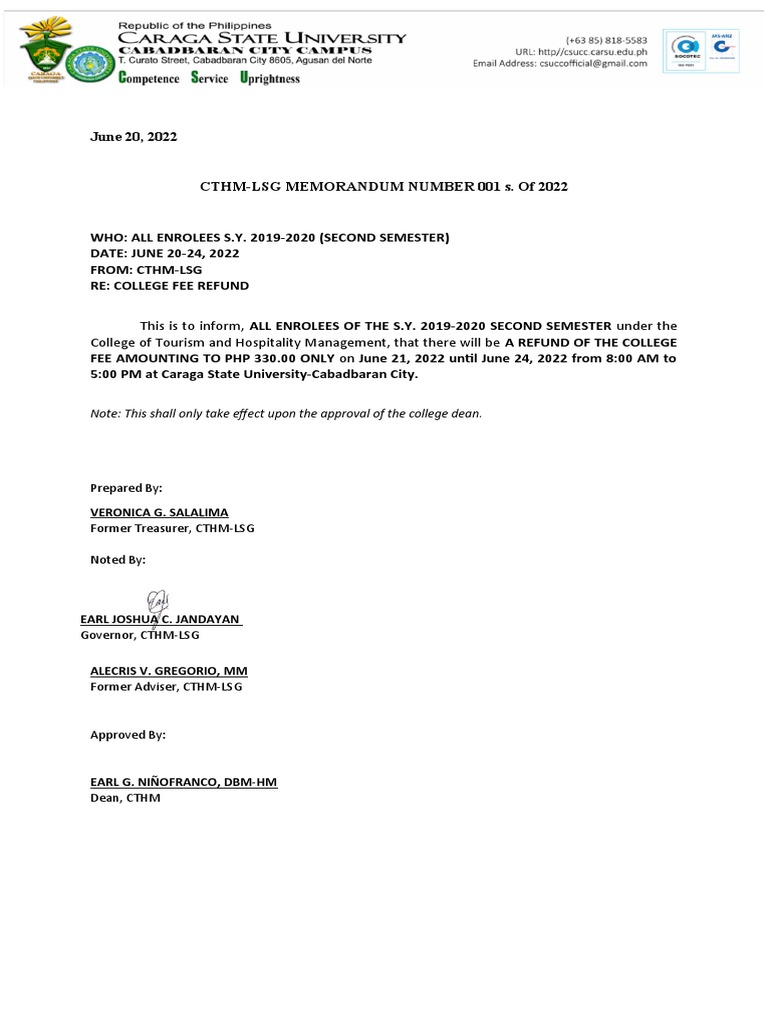 CTHM LSG Memo | PDF