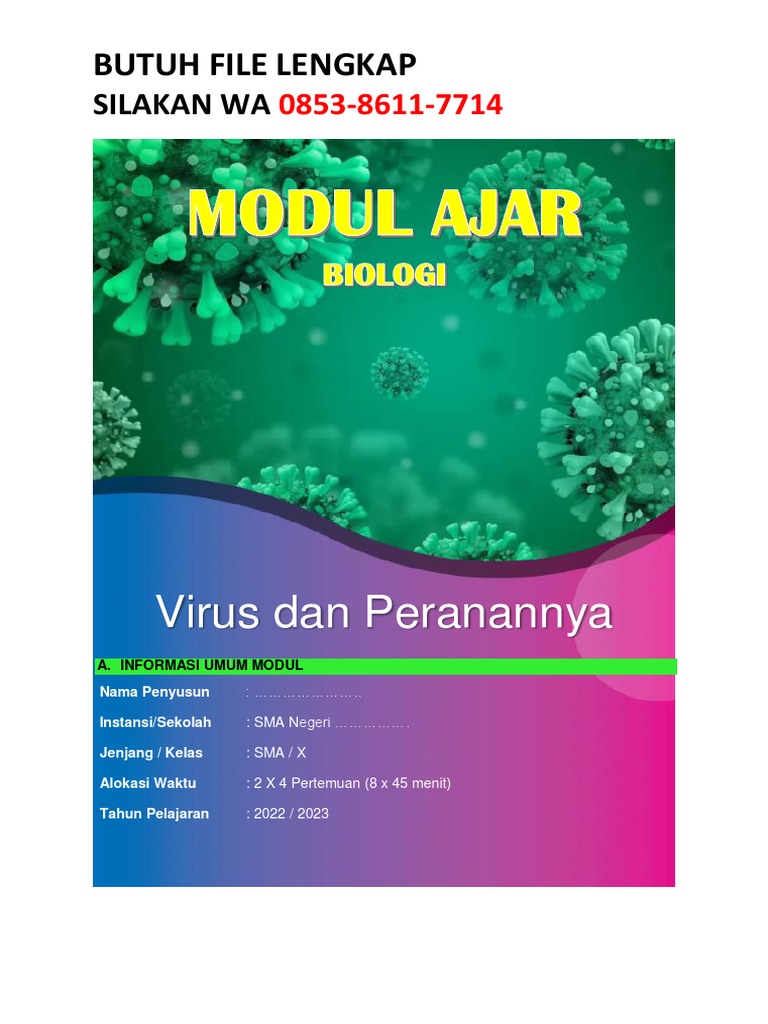 Modul Pembelajaran Virus untuk SMA | PDF
