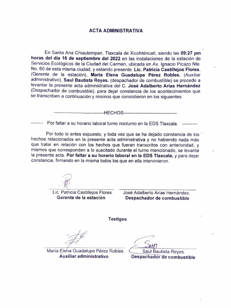 Formato de Acta Administrativa | PDF