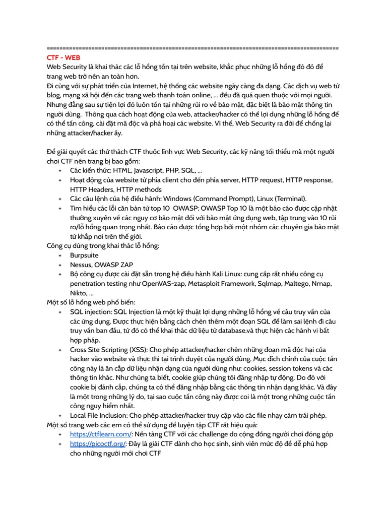 Bộ tài liệu CTF | PDF