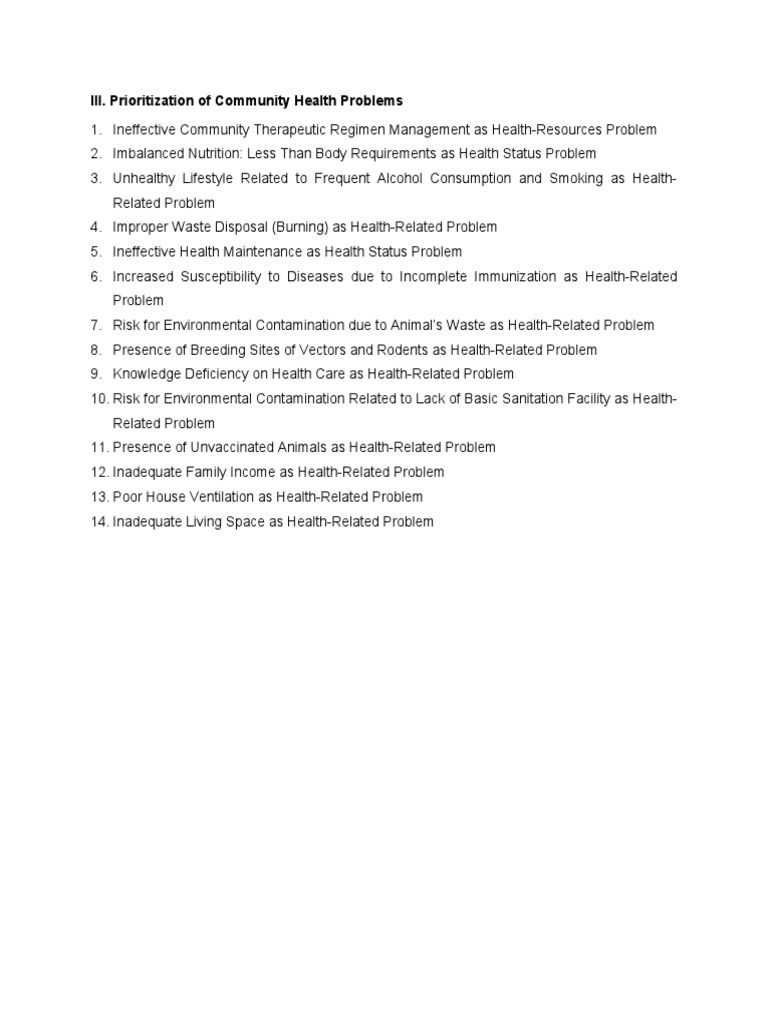Prioritizing Community Health Problems | PDF | Vaccines | Smoking