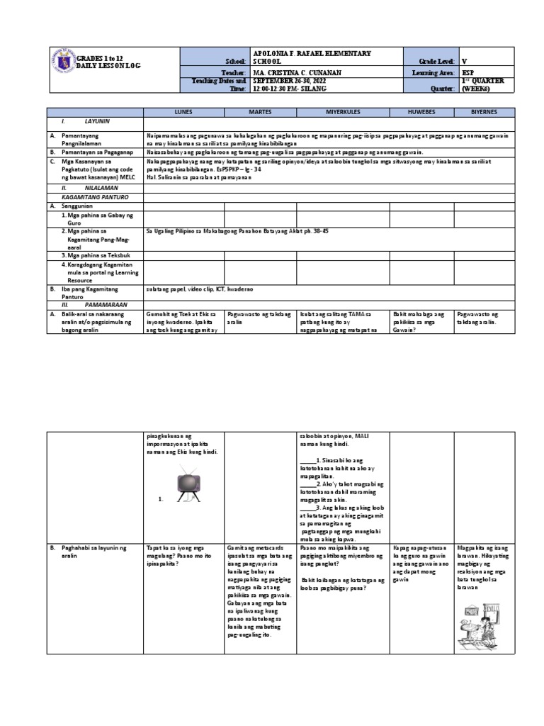 DLL_ESP 5_Q1_W6 | PDF