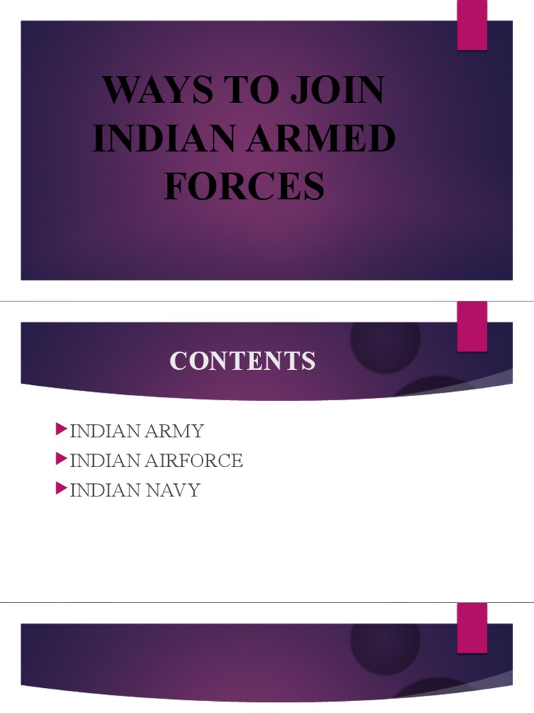 Joining the Indian Armed Forces Guide | PDF | Military | Military ...