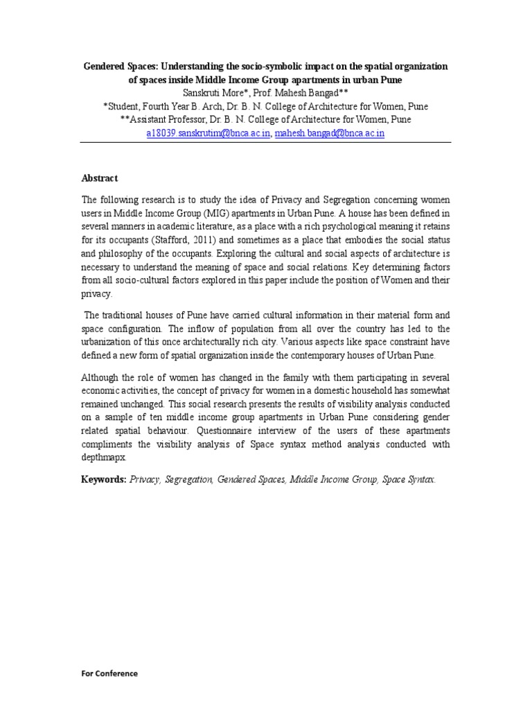 Gendered Spaces Understanding The Socio-Symbolic Impact On The Spatial ...