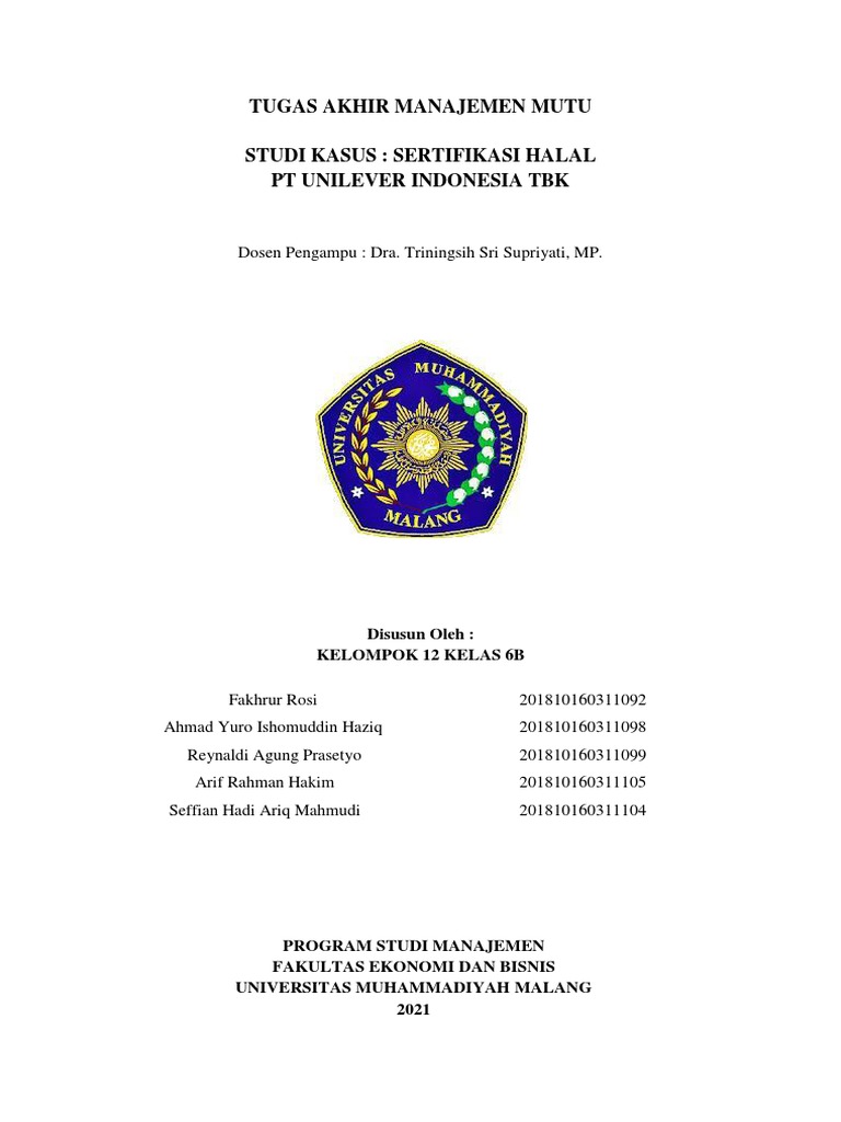 Tugas Akhir TQM 6B - Kelompok 12 | PDF Tugas Akhir TQM 6B - Kelompok 12 | PDF