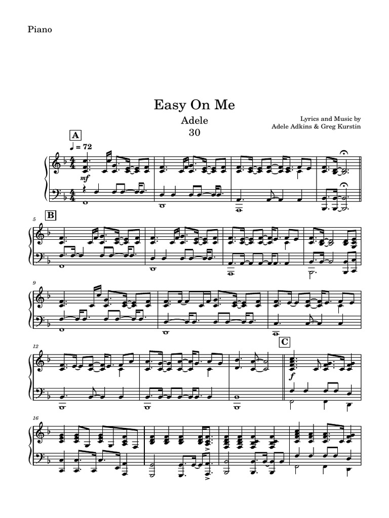 Easy On Me - Adele | PDF | Adele | Songs Written
