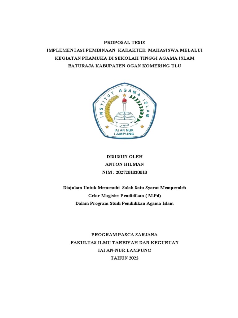 Proposal Tesis Ok Anton Hilman | PDF