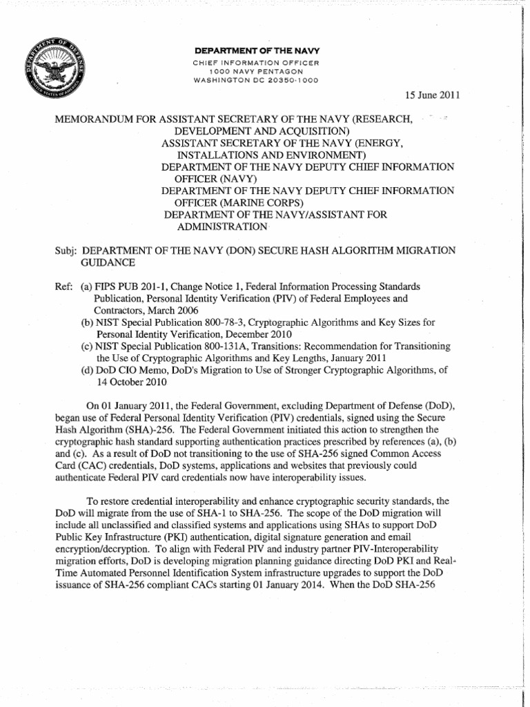 Department of The Navy: Chief Information Officer 1000 Navy Pentagon ...