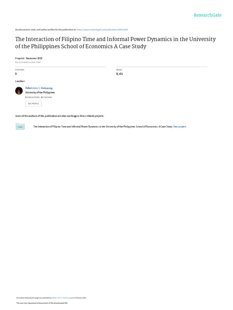 The Interaction of Filipino Time and Informal Power Dynamics in The ...