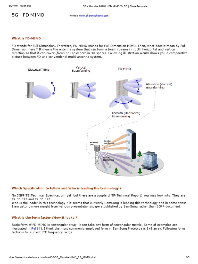 5G - Massive MIMO - FD MIMO _ - 5G _ ShareTechnote | PDF | Mimo ...