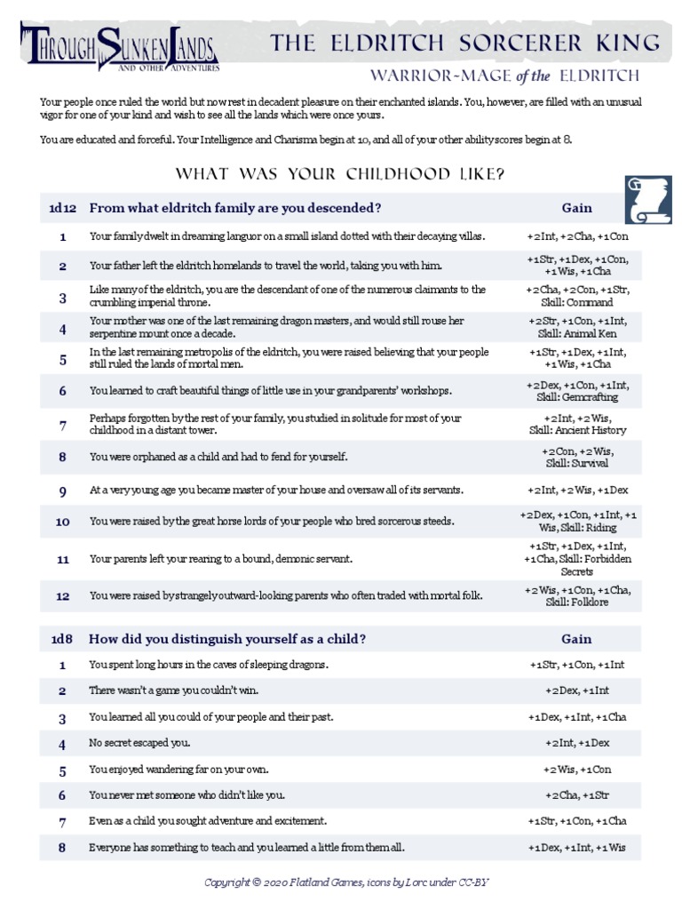 The Eldritch Sorcerer King Playbook For Through Sunken Lands | PDF