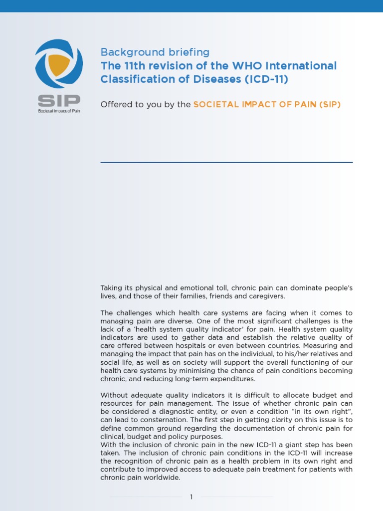 ICD-11 Infographic - FINAL - DIGITAL | PDF | Pain | Chronic Pain
