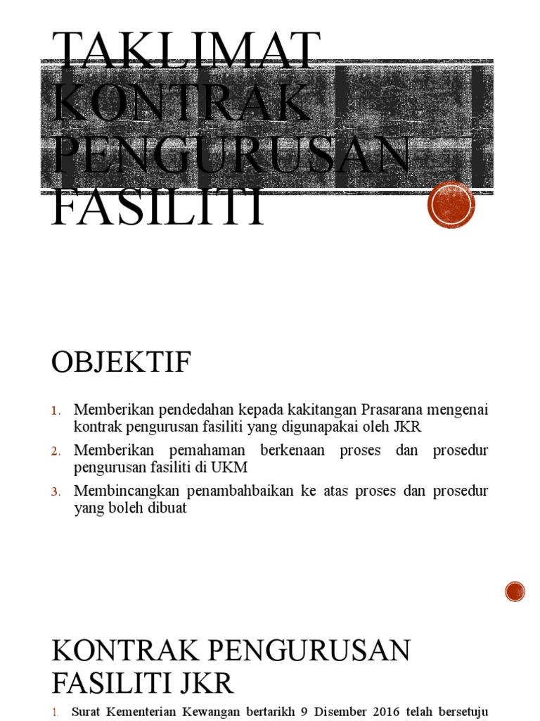 Taklimat Pengurusan Fasiliti | PDF