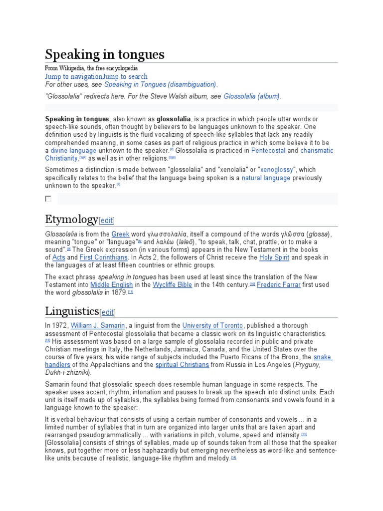 Understanding Glossolalia: A Overview | PDF | Pentecostalism ...