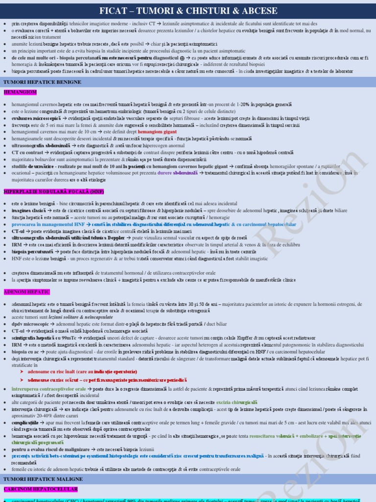 Ficat - Tumori - Chisturi - Abcese | PDF