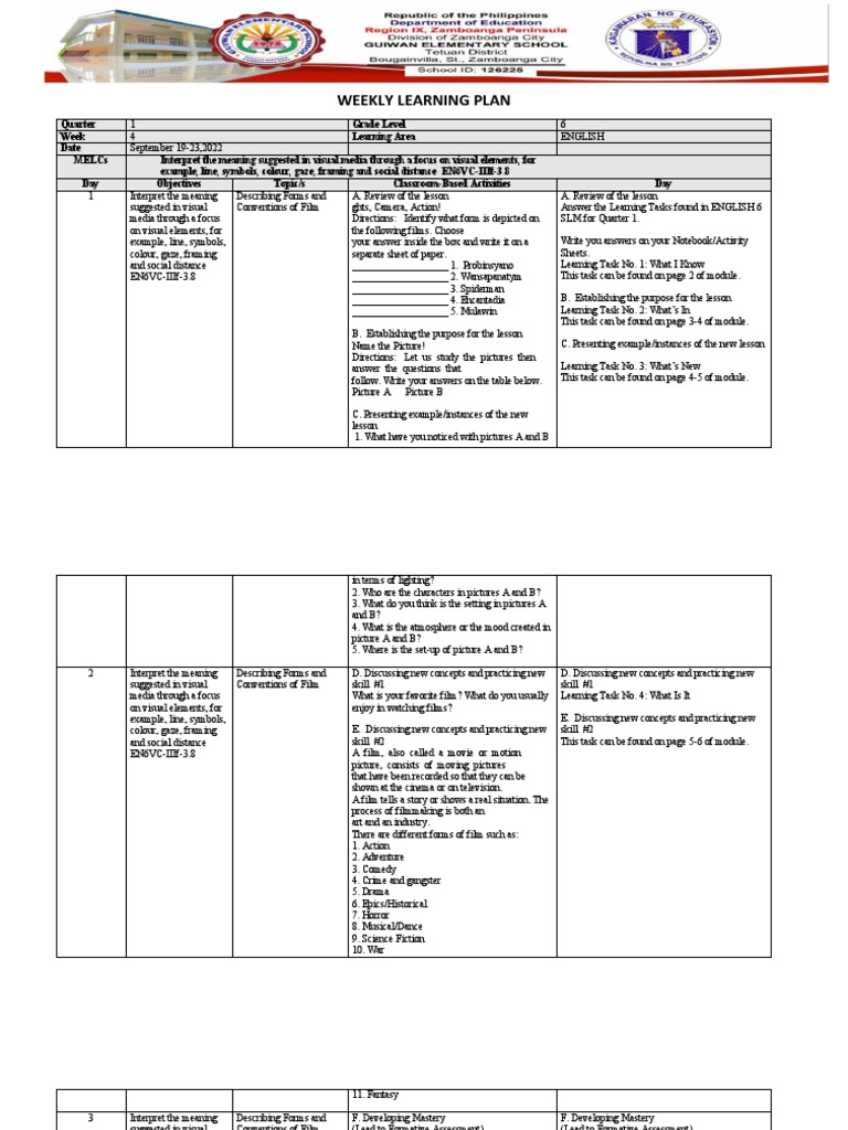 Weekly Learning Plan 4 | PDF | Mixture | Chemistry