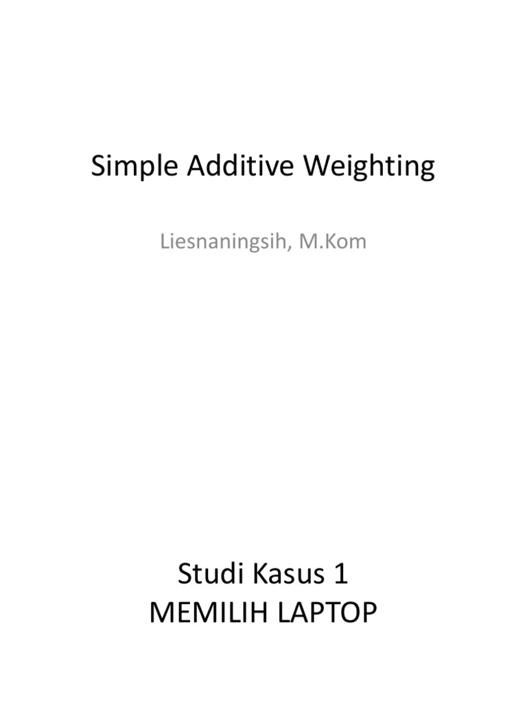Contoh Penggunaan Metode SAW untuk Laptop | PDF